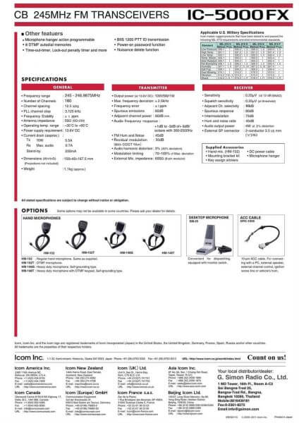 วิทยุสื่อสารเครื่องโมบาย ICOM IC-5000FX ของแท้ คุณภาพดี ทนทาน รับประกัน ...